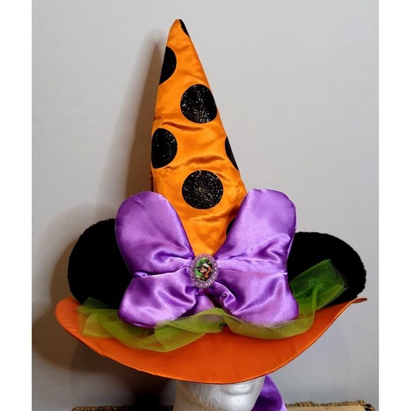 Disney | Costumes | 26 Minnie Mouse Witch Hat Disneyland Youth Size Adjustable Opening Disney ...
